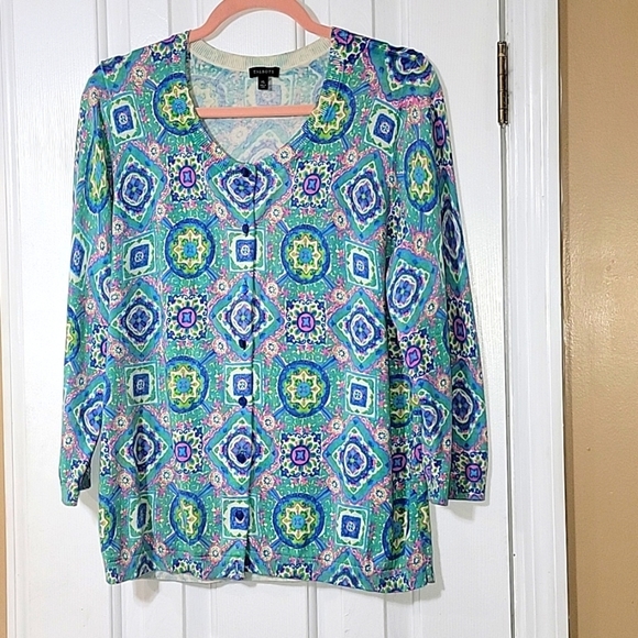 Talbots | Sweaters | Talbots Cardigan In Stained Glass Design Lilly P ...